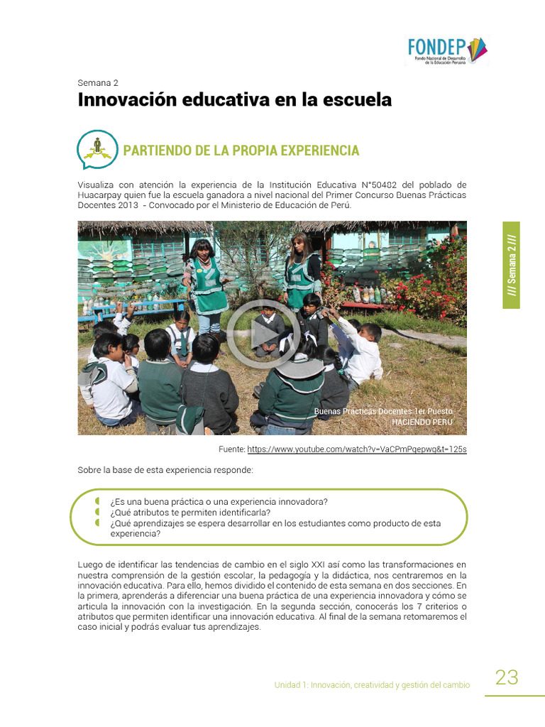 Unidad 1 - Semana 2 - Material de Lectura | PDF | Enseñando | Creatividad