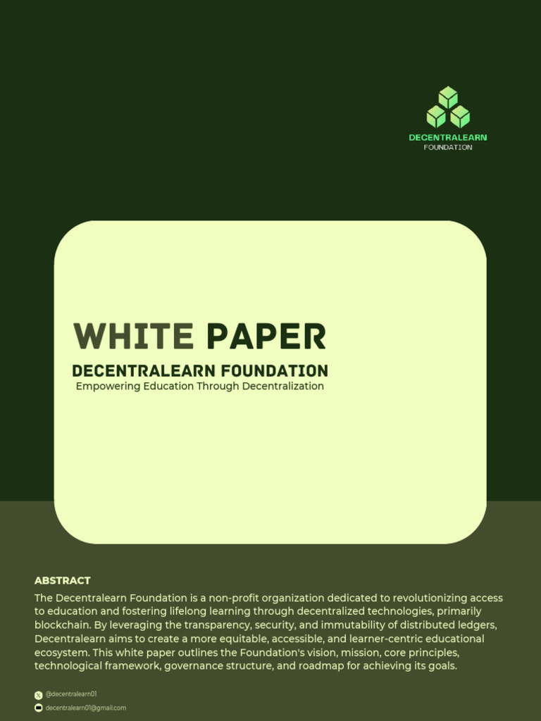 Decentralearn Foundation - WHITE PAPER PDF | PDF | Governance | Decentralization