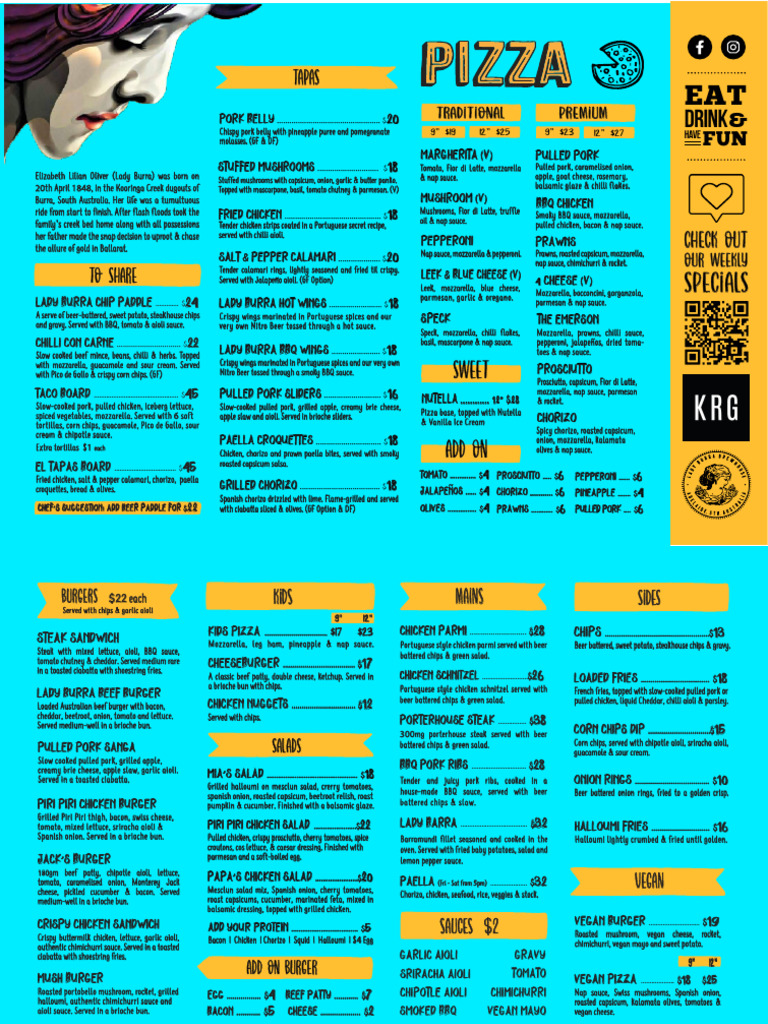 Lady Burra Brewhouse Menu Overview | PDF | Hamburgers | French Fries