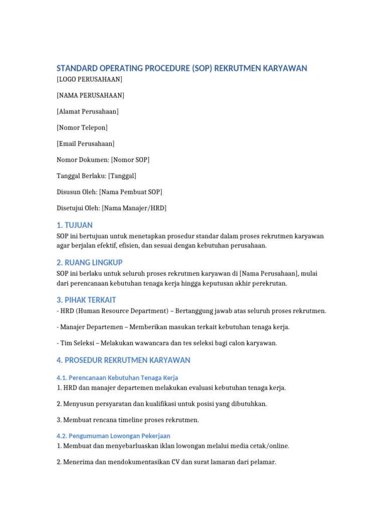 SOP Rekrutmen Karyawan | PDF