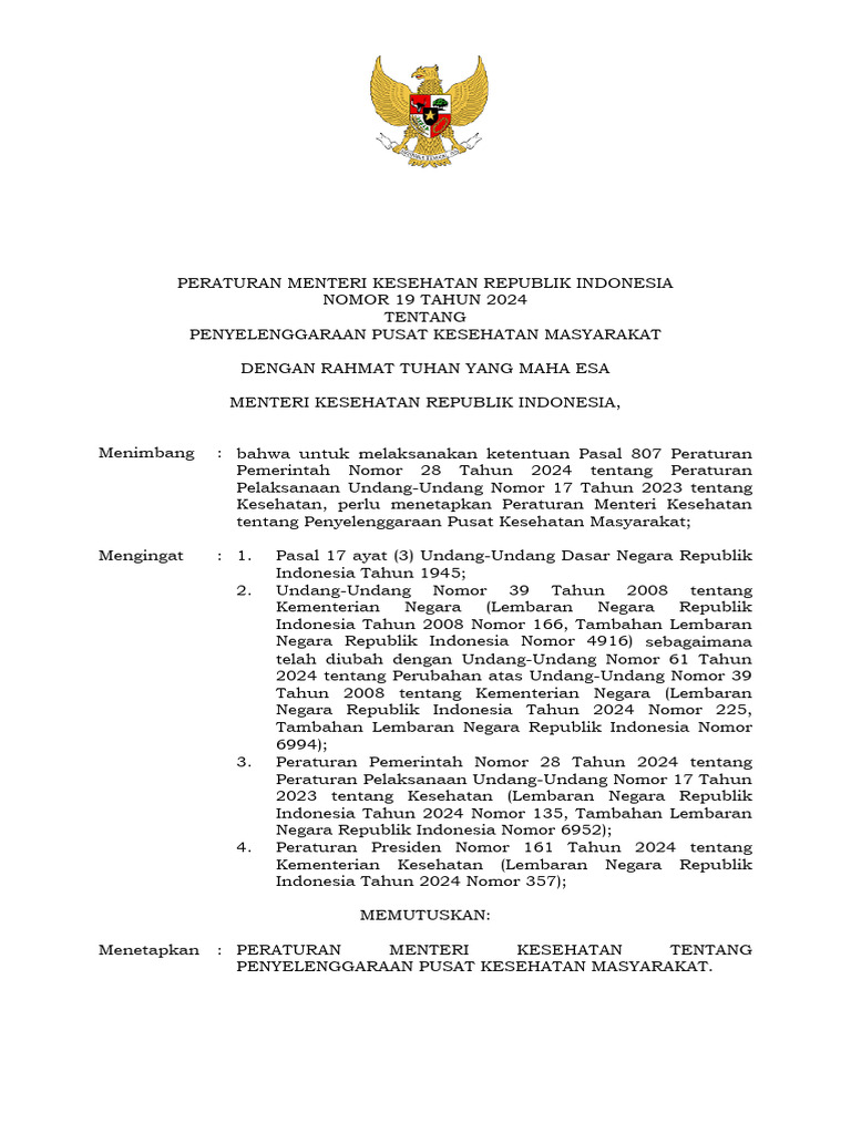Permenkes No 19 Tahun 2024 | PDF