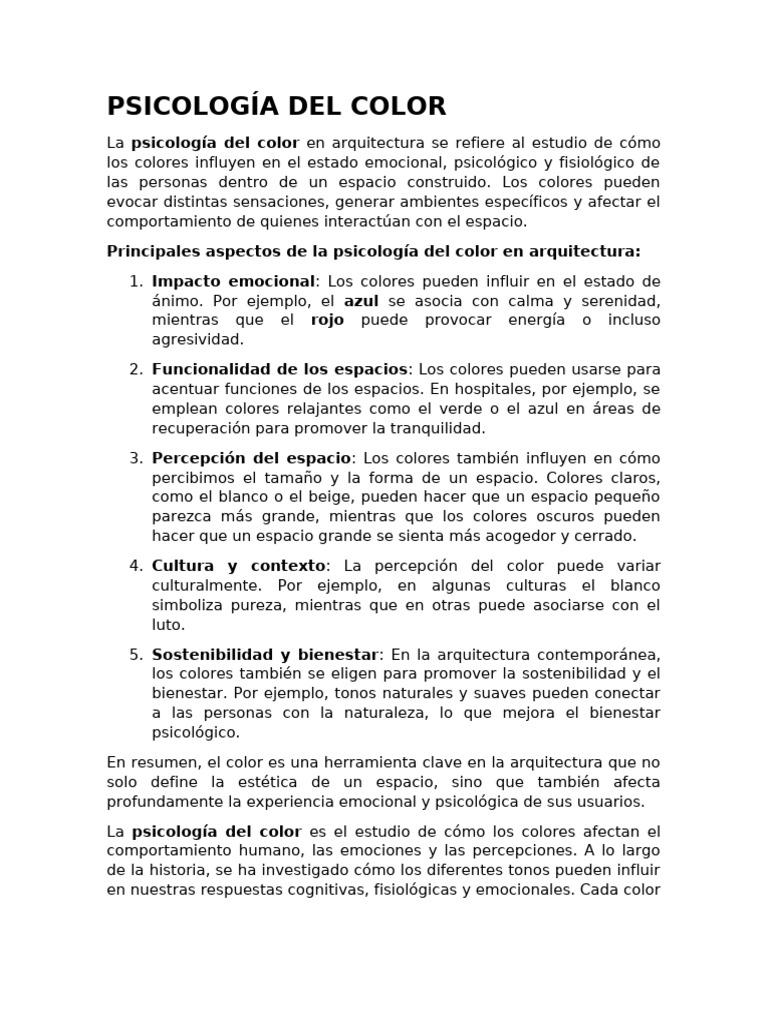 Psicología Del Color | PDF | Las emociones | Color