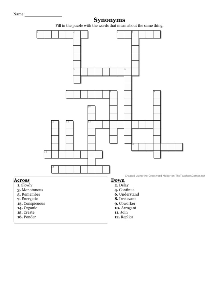 Synonym Puzzle | PDF