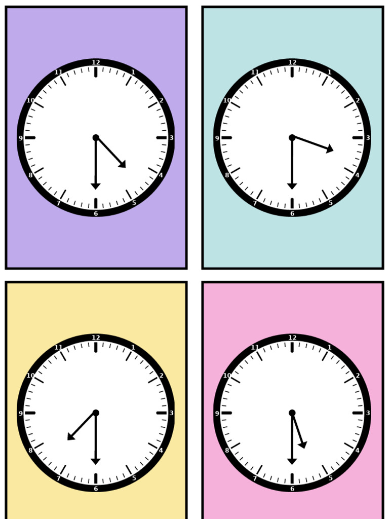 Half Past Clock Matching Flashcards | PDF
