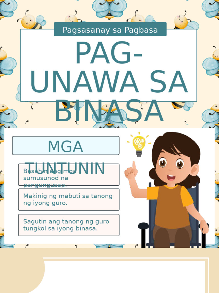 Pag-Unawa Sa Binasa Pagsasanay Presentation in Colorful Illustrative ...