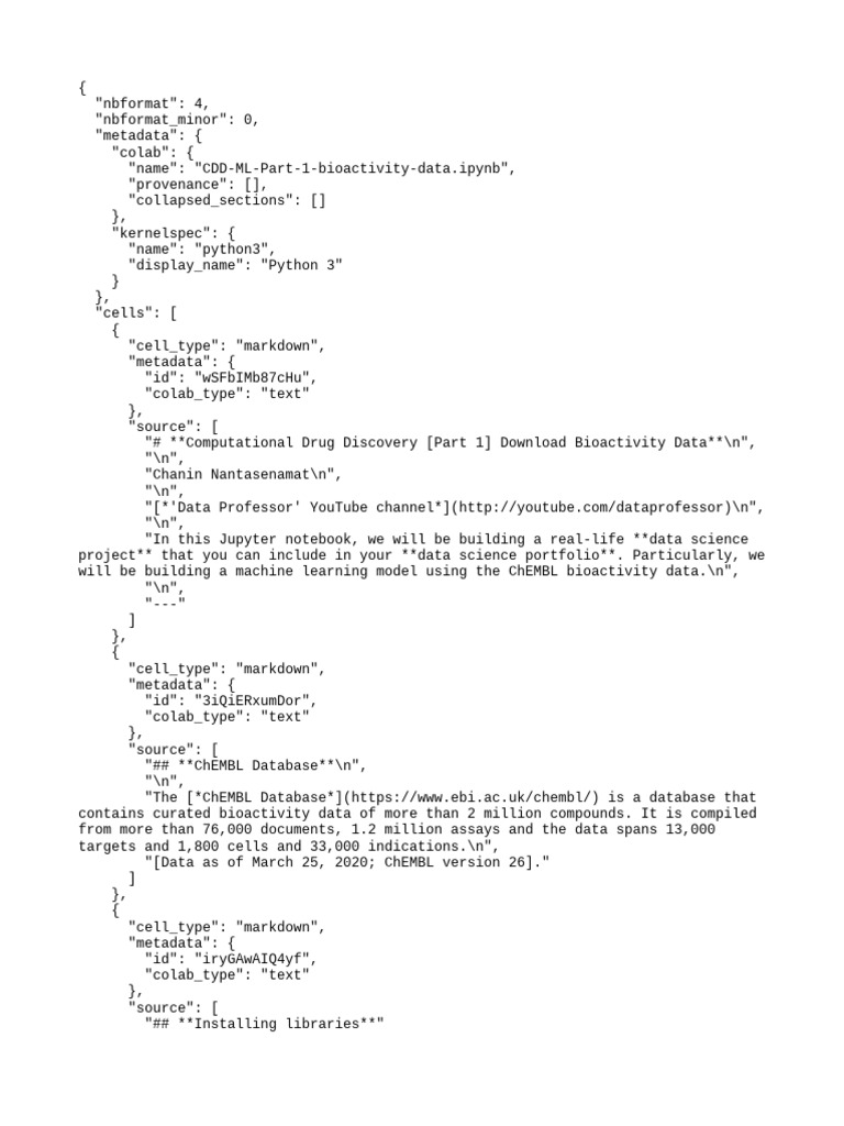 CDD ML Part 1 Bioactivity Data - Ipynb | PDF
