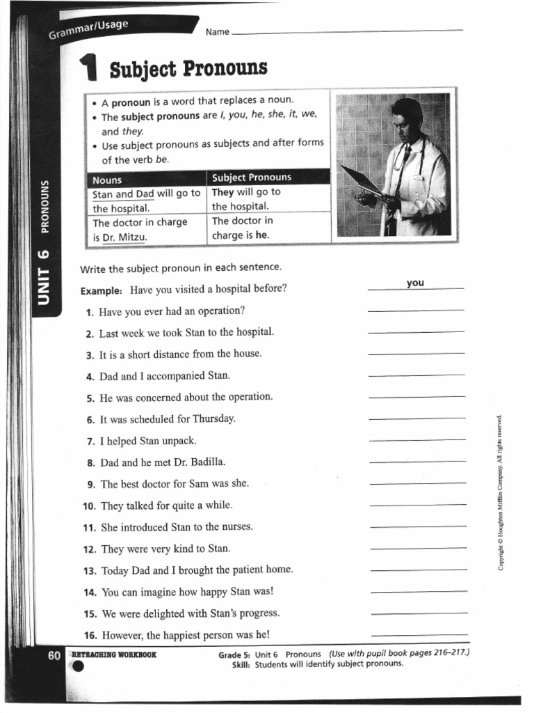 Subject Pronouns 60 NEW | PDF | Subject (Grammar) | Pronoun