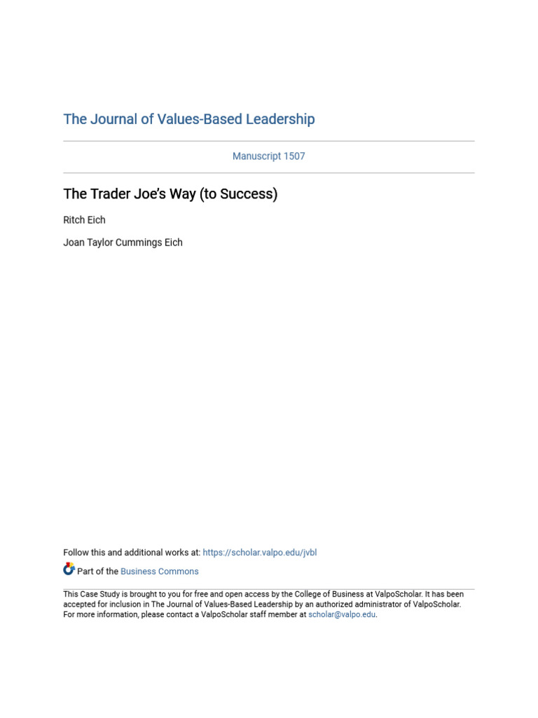 Trader Joe's Success: Values-Driven Leadership | PDF