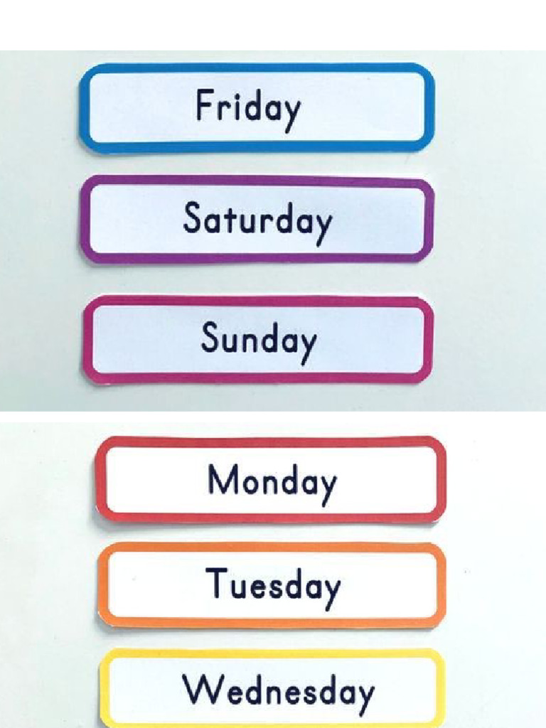 Days of The Week Flashcards | PDF