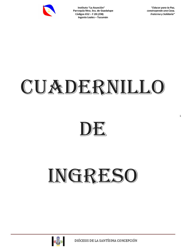 Cuadernillo de Ingreso Instituto La Asunción | PDF | Habilidades de estudio | Diez Mandamientos