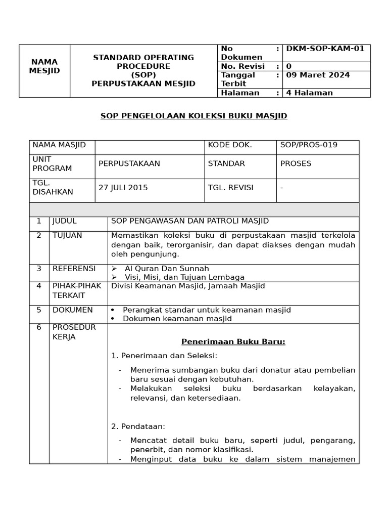 2 - SOP Pengelolaan Koleksi Buku | PDF
