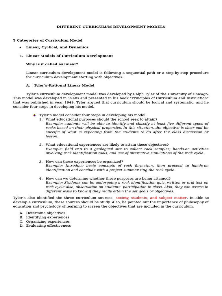 Curriculum Development Models Explained | PDF | Curriculum ...