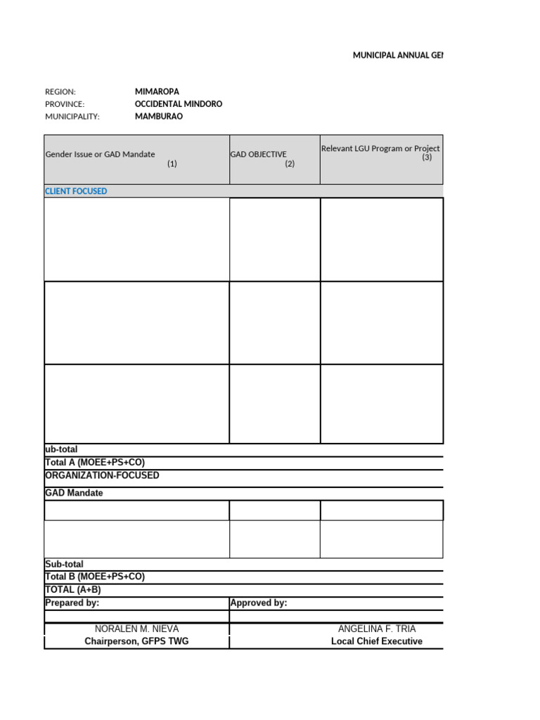 Gad Plan Template | PDF