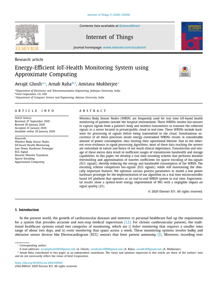Energy-Efficient IoT-Health Monitoring System Using Approximate Computing | PDF | Wavelet ...
