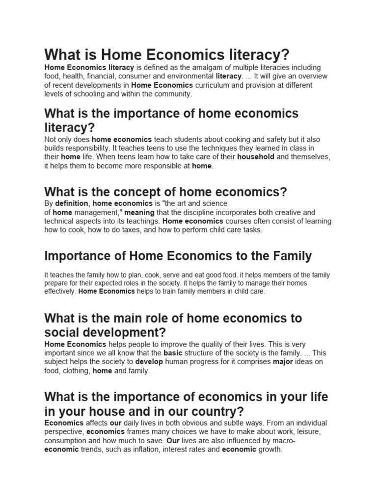 Understanding Home Economics Literacy | PDF | Saturated Fat | Diet ...