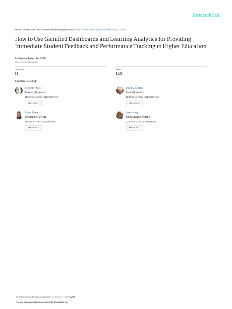 Gamified Dashboards for Student Feedback | PDF | Learning | Analytics
