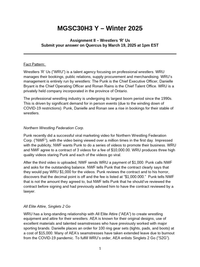 MGSC30 Assignment 2 Answer Key | PDF | Consideration | Breach Of Contract