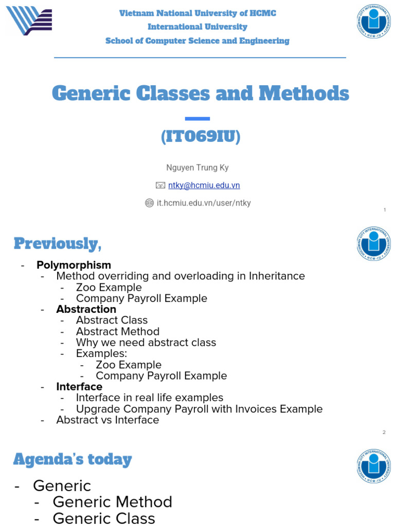 Lecture 7 - Generic Class and Method | PDF | Method (Computer ...
