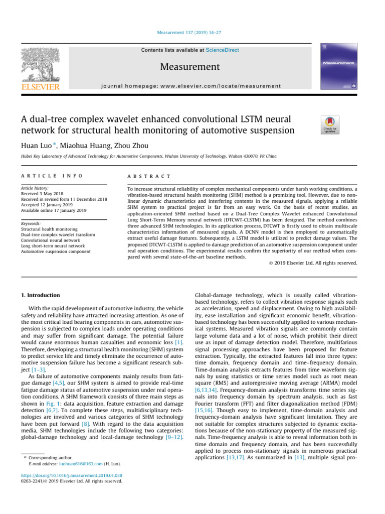 A Dual Tree Complex Wavelet Enhanced Convolutional Lstm Neural Network For Structural Health