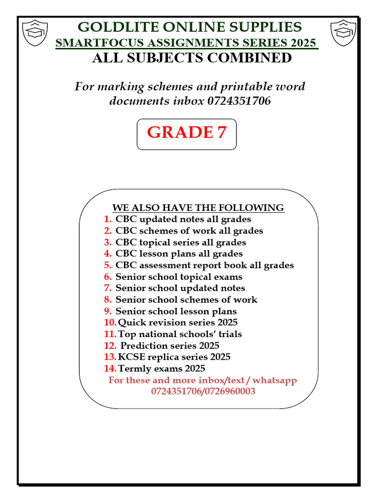 Grade 7 CBC Assignments 2025 Guide | PDF | Vegetables | Soil