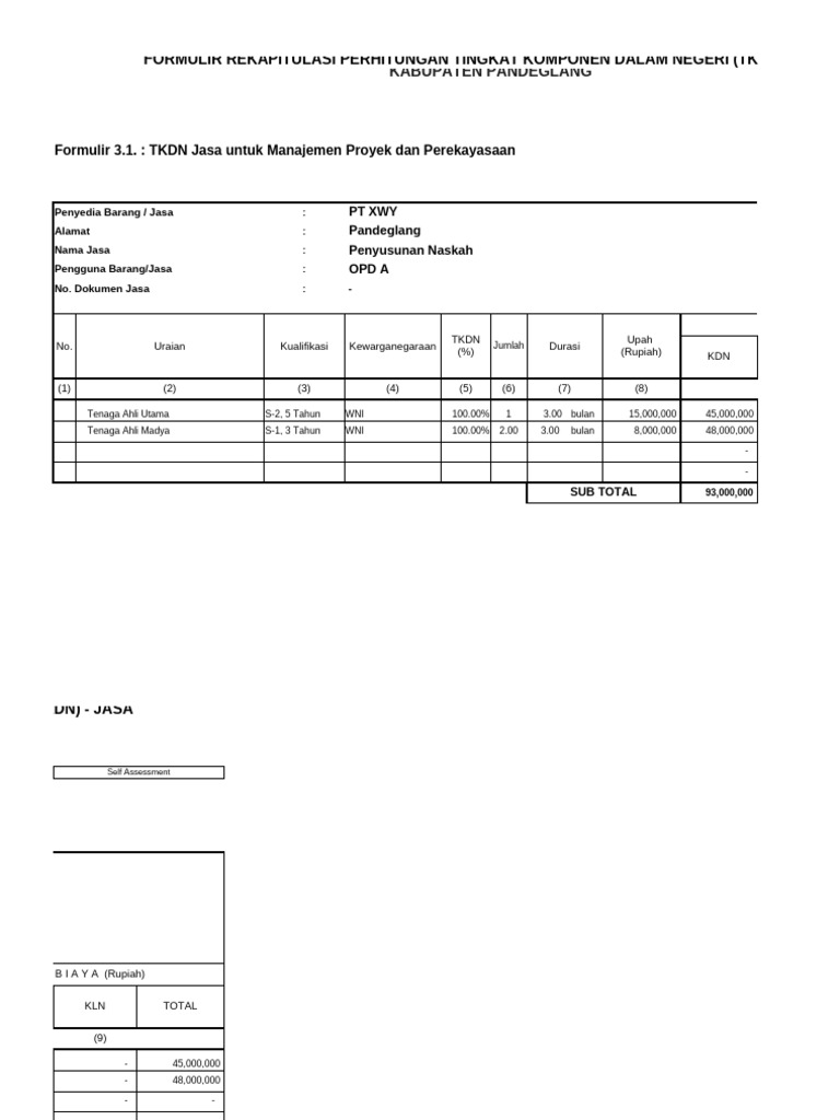 Formulir TKDN Jasa | PDF