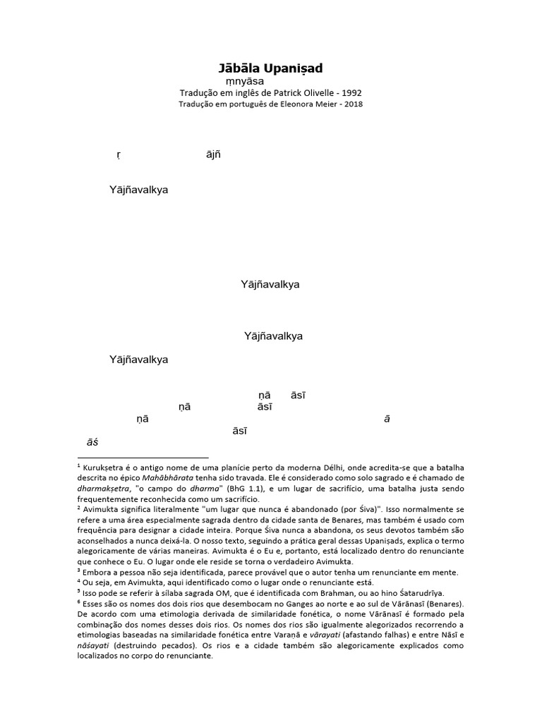 Jabala Upanishad em Portugues | PDF | Vedas | Sacrifício