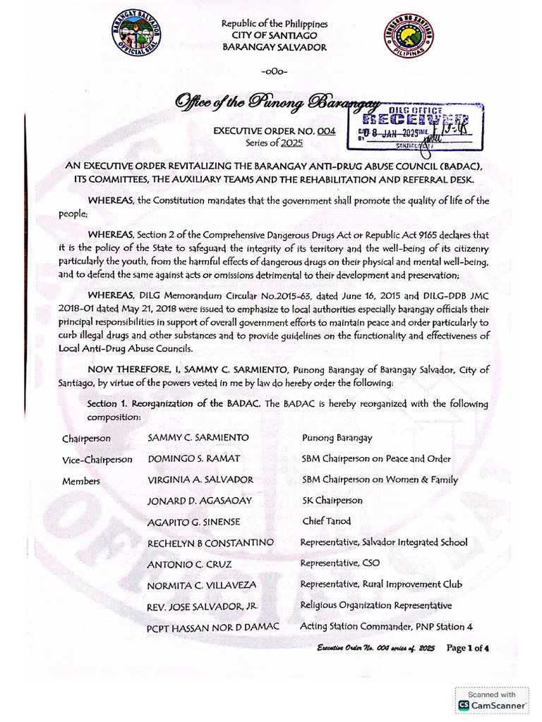 EO No. 004-BADAC, AUXILIARY TEAM & REFE | PDF