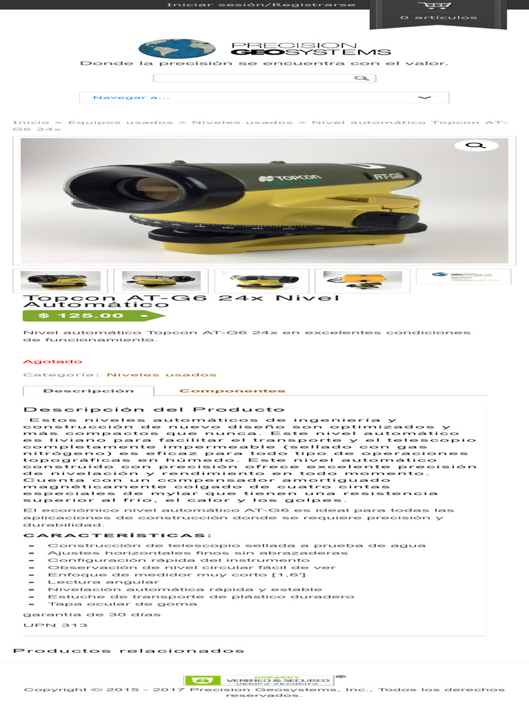 Topcon AT-G6 24x Nivel Automático Geosistemas D | PDF