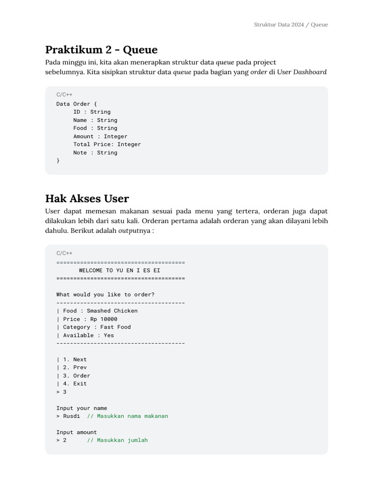 Praktikum 2 - Queue | PDF