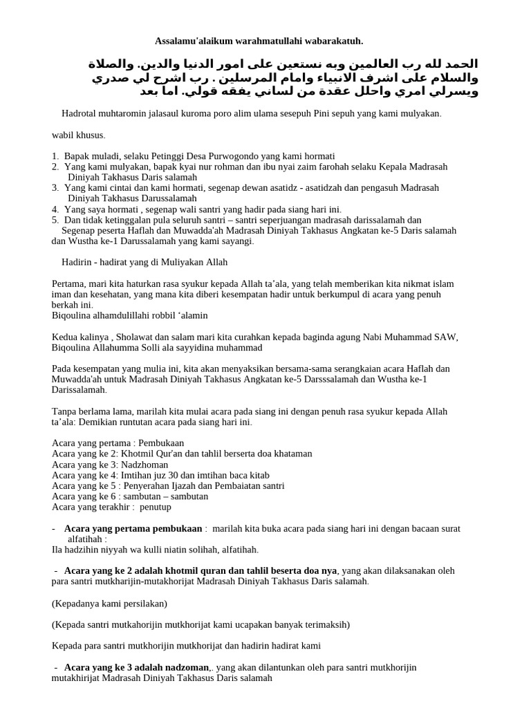 Teks MC Khataman Madin | PDF