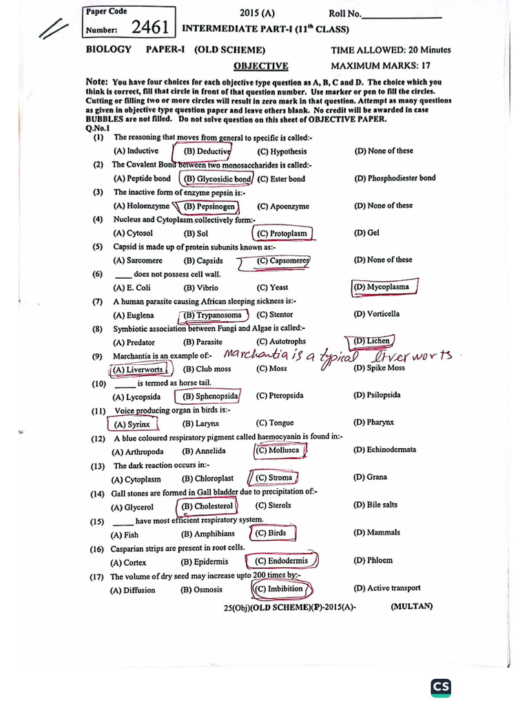 1st Year Multan Boards 2015 To 2024 MCQs | PDF