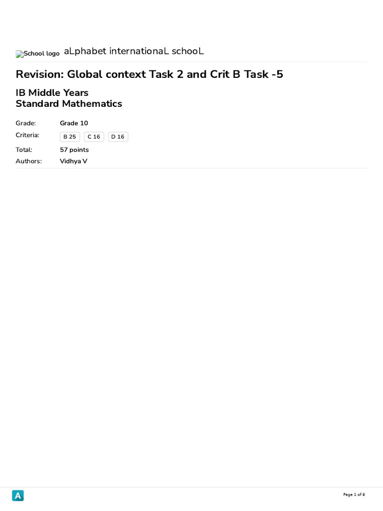 Revision - Global Context Task 2 and Crit B Task - 5 (67XED9) | PDF ...