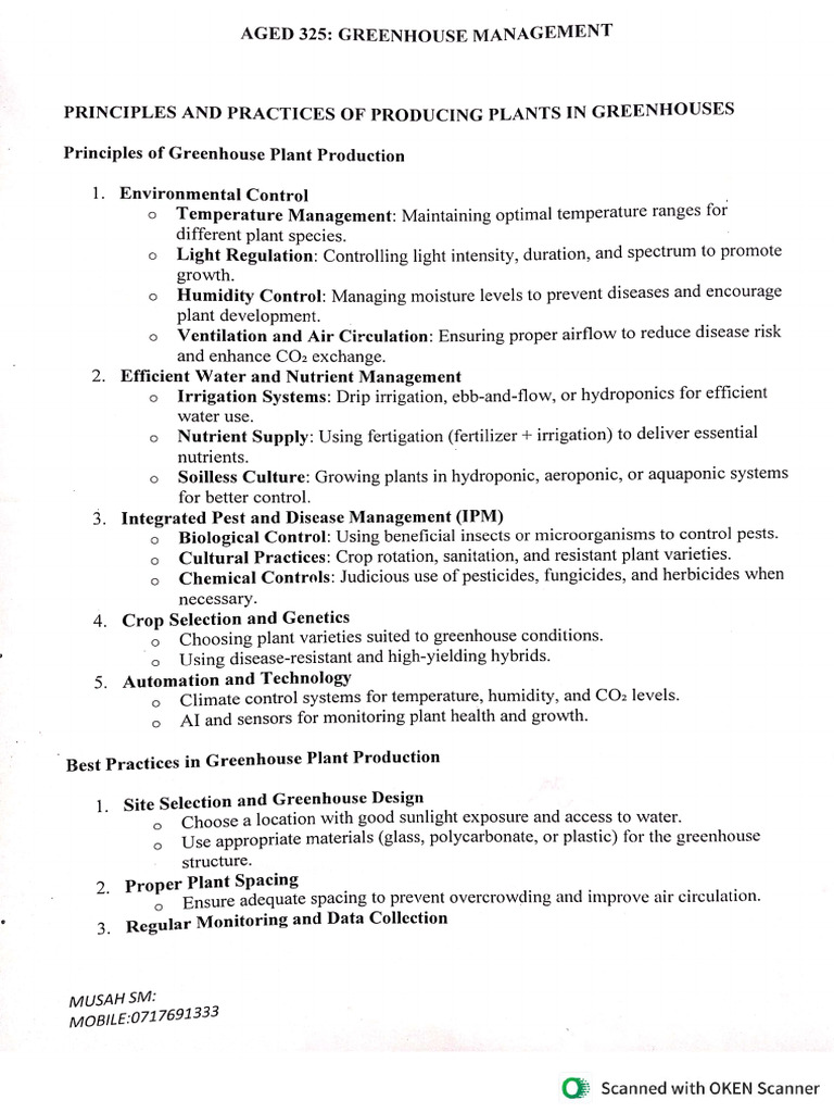Aged 325. Green House Management | PDF