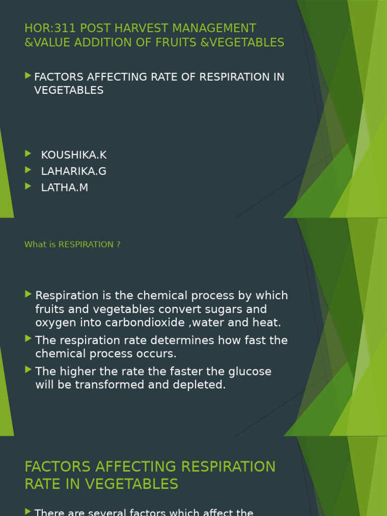 Factors Influencing Vegetable Respiration | PDF | Cellular Respiration ...