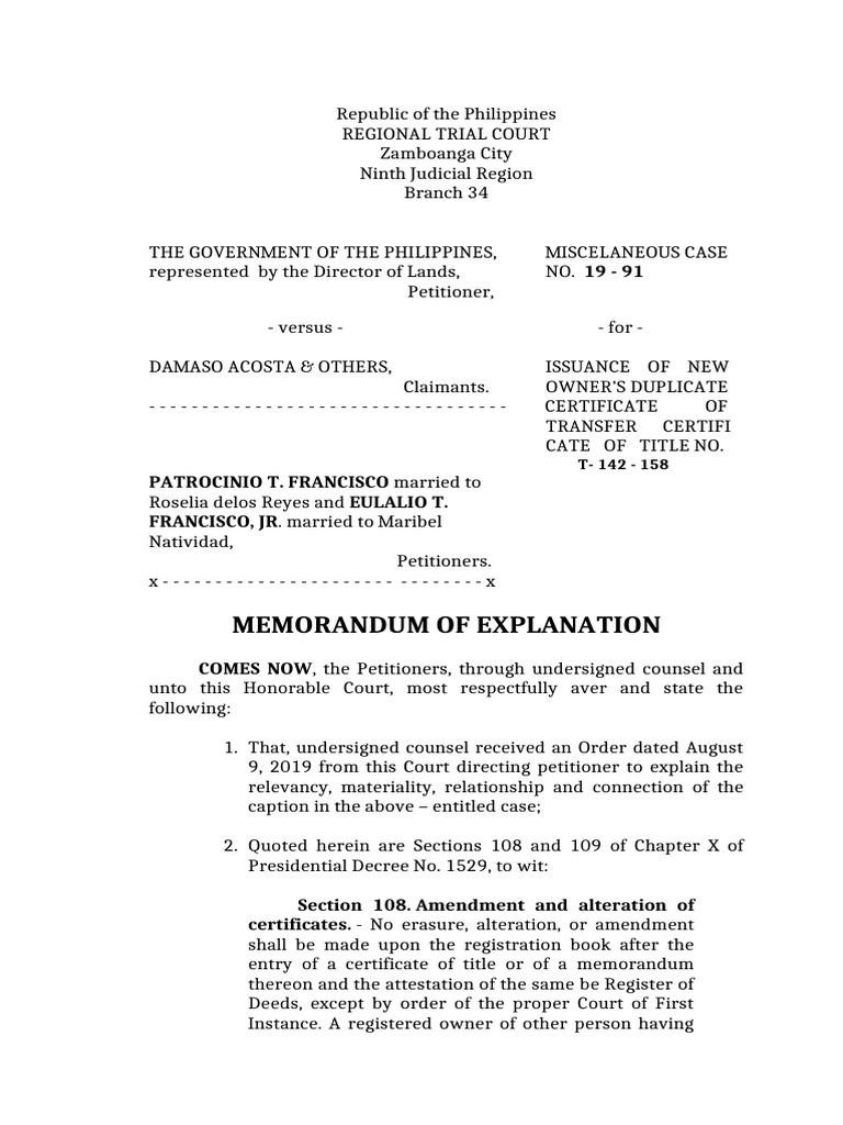 Issuance of Lost Title Memo | PDF | Justice | Crime & Violence