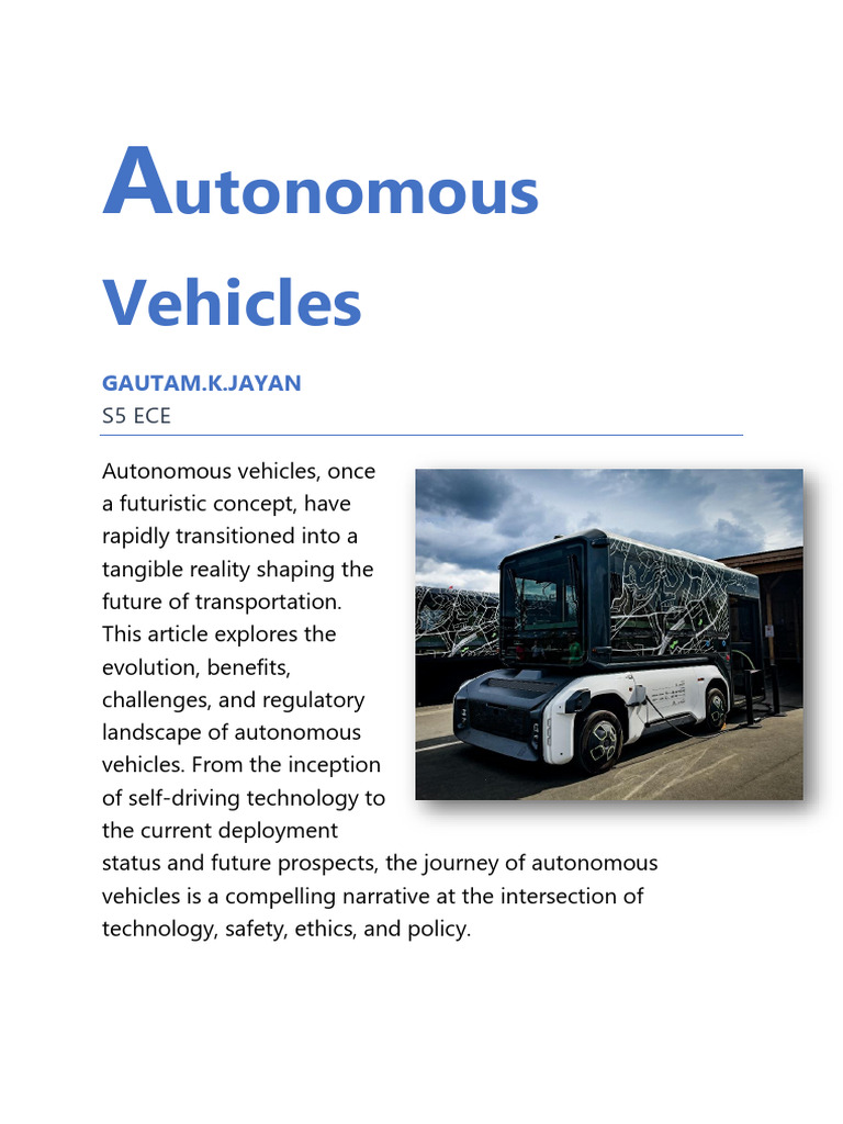 Autonomous Vehicles | PDF | Artificial Intelligence | Intelligence (AI) & Semantics