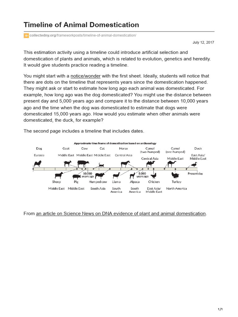 Timeline of Animal Domestication | PDF