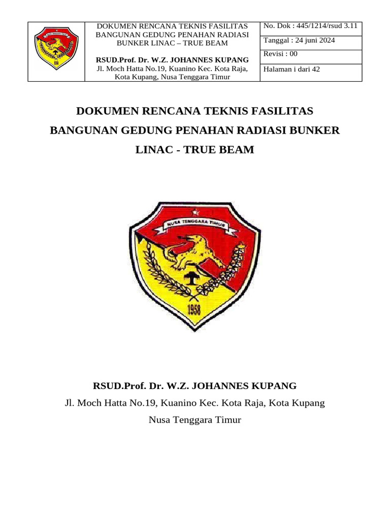 08 Dokumen Rencana Teknis Bunker - True Beam 121123 RSUD - Prof. Dr. W.Z | PDF