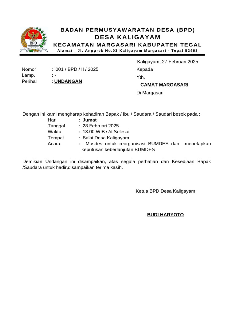 Undangan BPD 2025 | PDF