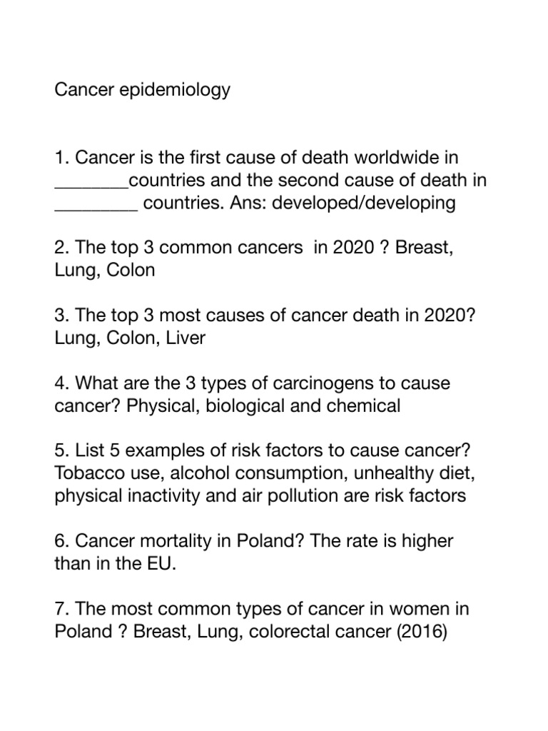 Cancer Epidemiology Overview 2020 | PDF