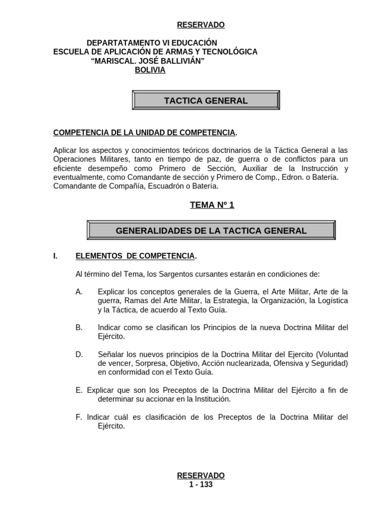 Táctica Militar y Doctrina del Ejército | PDF | Estrategia militar ...