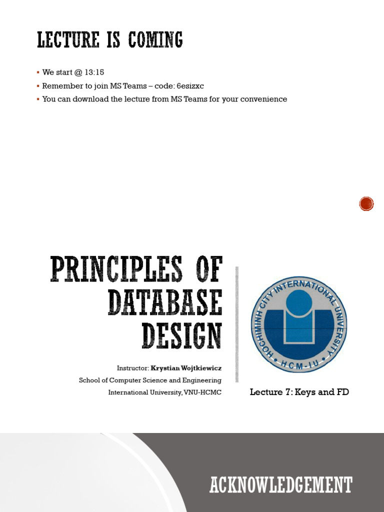 Lecture7-Keys and FD | PDF | Mathematics | Mathematical Logic