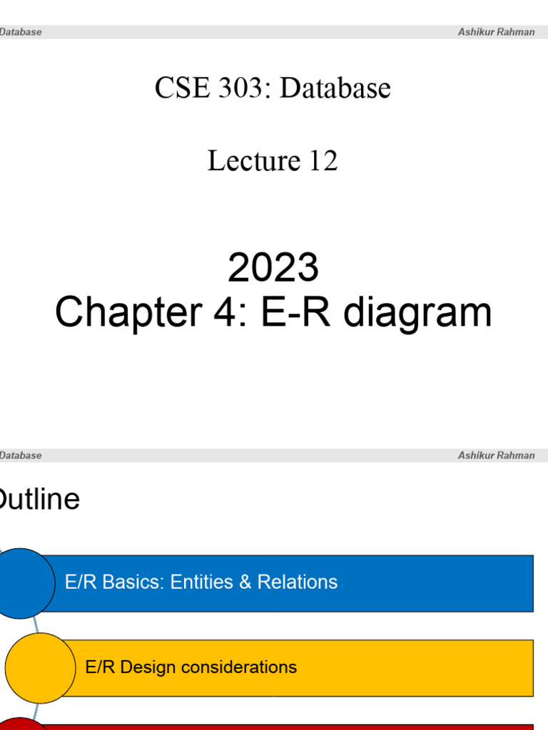 CSE 303 Lec 12 ERDiagram | PDF | Relational Model | Database Design