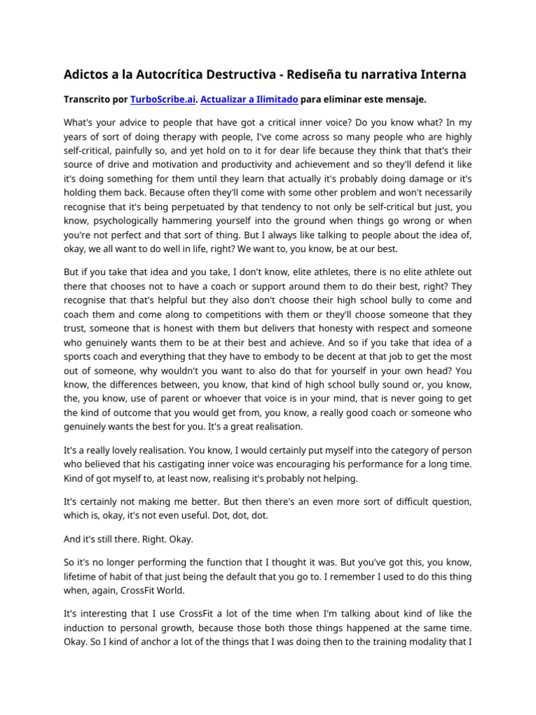 Adictos A La Autocrítica Destructiva - Rediseña Tu Narrativa Interna ...