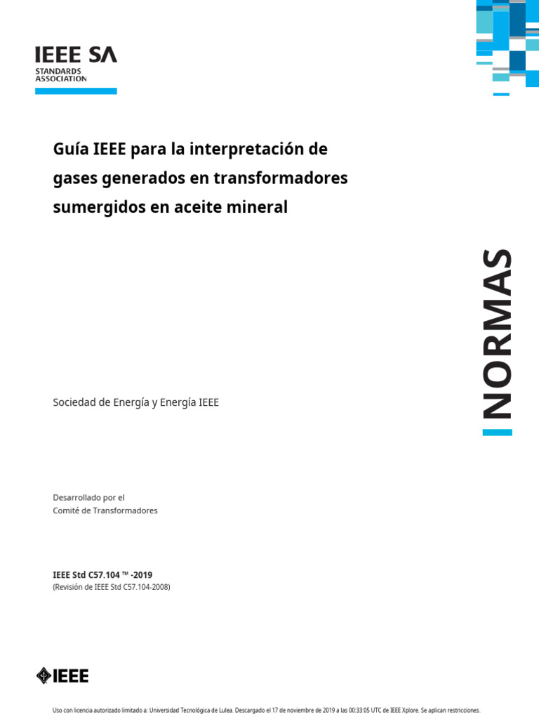 C57.104-2019 - IEEE Guide For The Interpretation of Gases Generated in Mineral Oil-Immersed ...