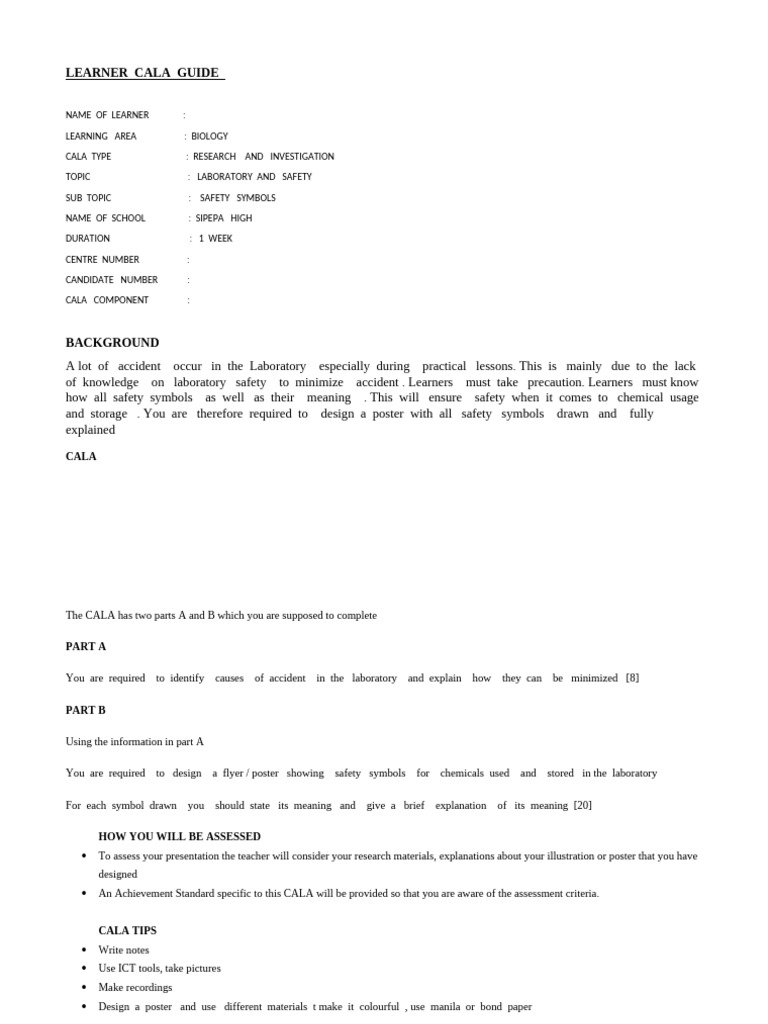 Laboratory N Safety Cala | PDF | Laboratories | Learning