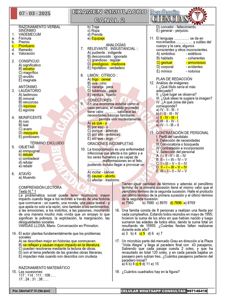 Canal 2 07-03-2025 | PDF | División (Matemáticas) | Enlace químico
