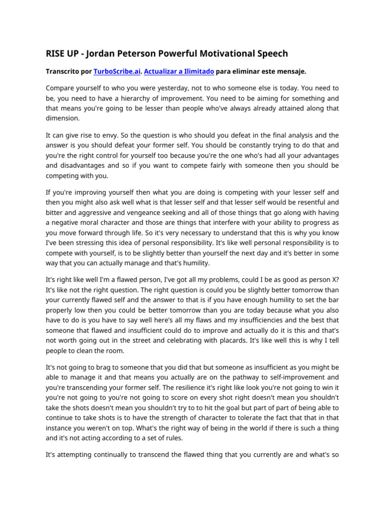 RISE UP - Jordan Peterson Powerful Motivational Speech | PDF