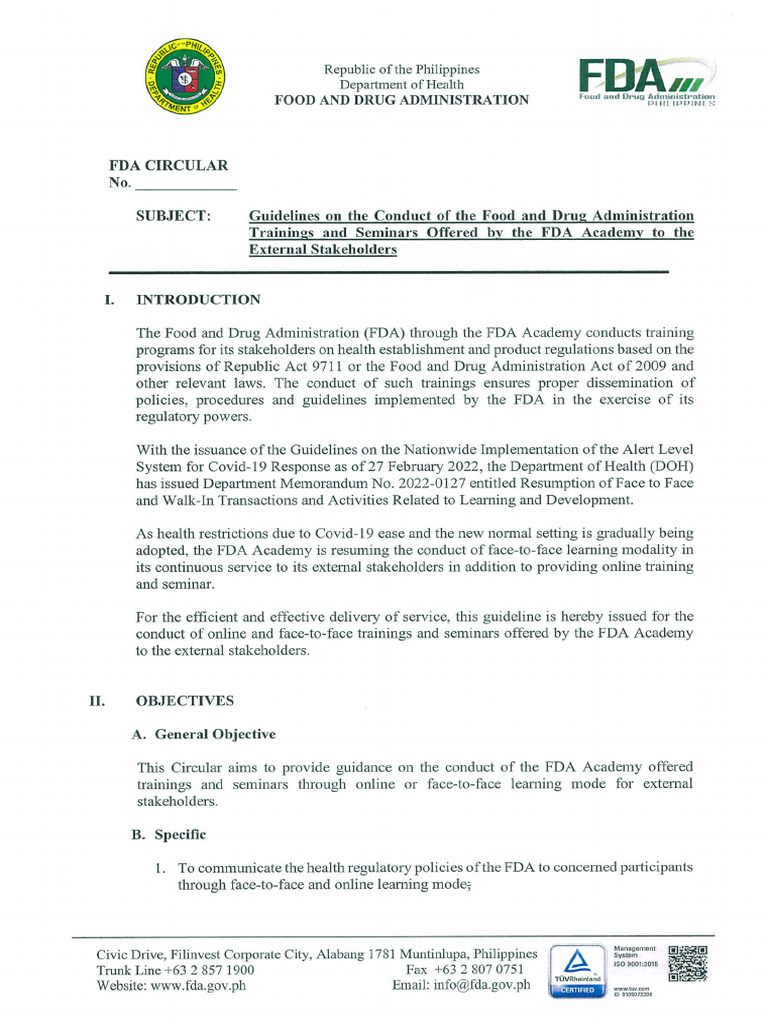 Draft-Guideline-on-Conduct-of-FDA-Training | PDF