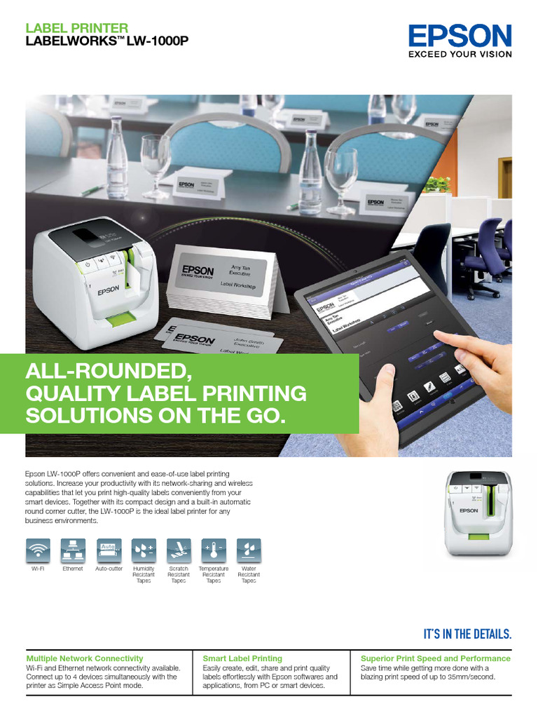 Epson LabelWorks 1000P August2018 2 | PDF | Printer (Computing) | Wi Fi
